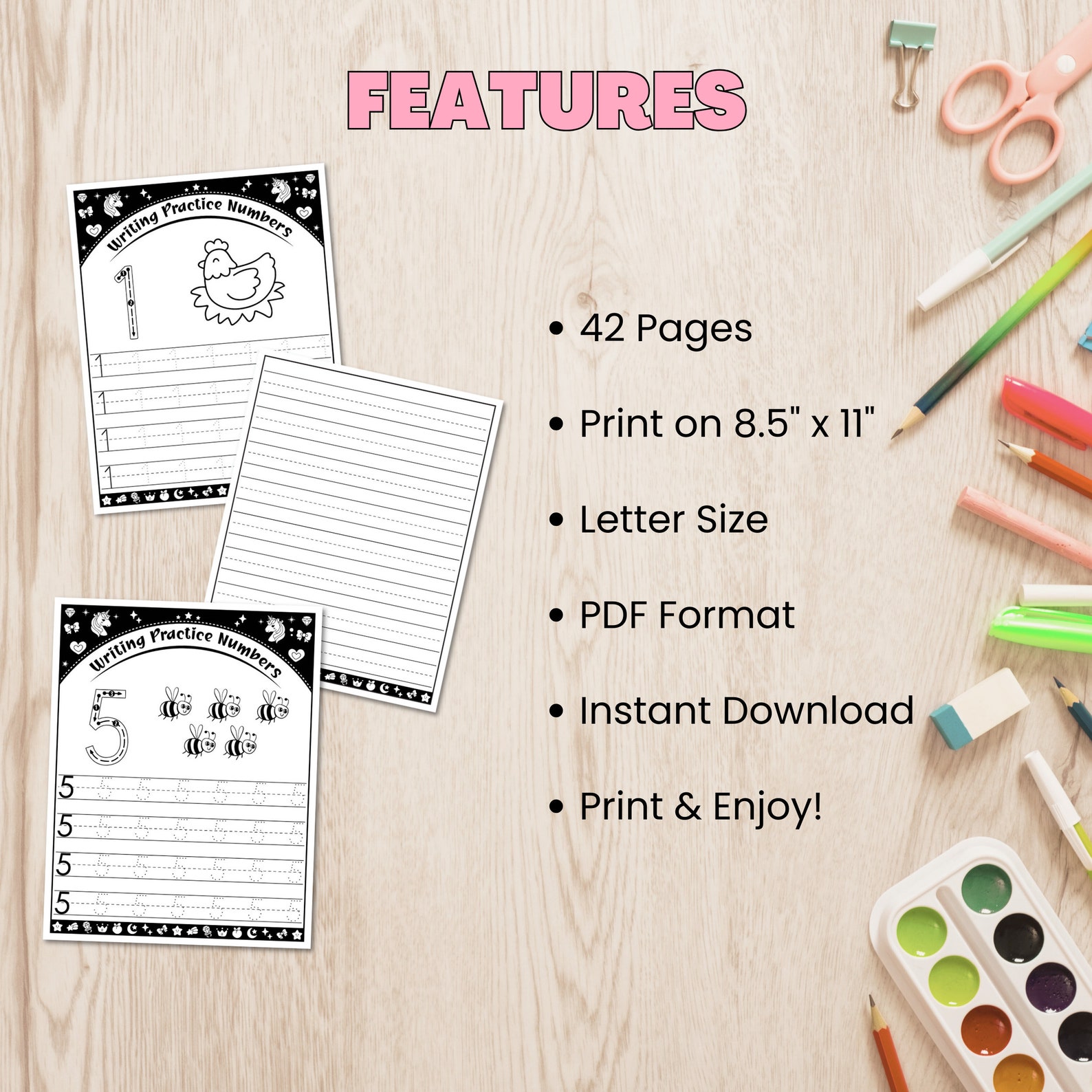 20 Number Tracing Worksheets, 1-20, Preschool Worksheet, Pre-k Numbers ...
