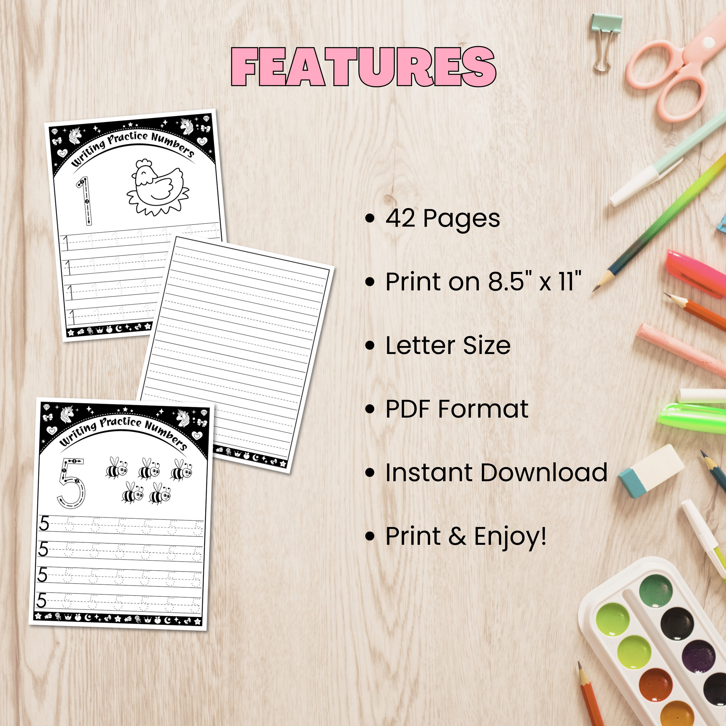 20 Number Tracing Worksheets, 1-20, Preschool Worksheet, Pre-k Numbers ...