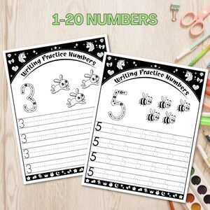 20 Number Tracing Worksheets, 1-20, Preschool Worksheet, Pre-k Numbers ...