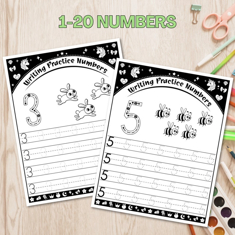 20 Number Tracing Worksheets, 1-20, Preschool Worksheet, Pre-k Numbers ...
