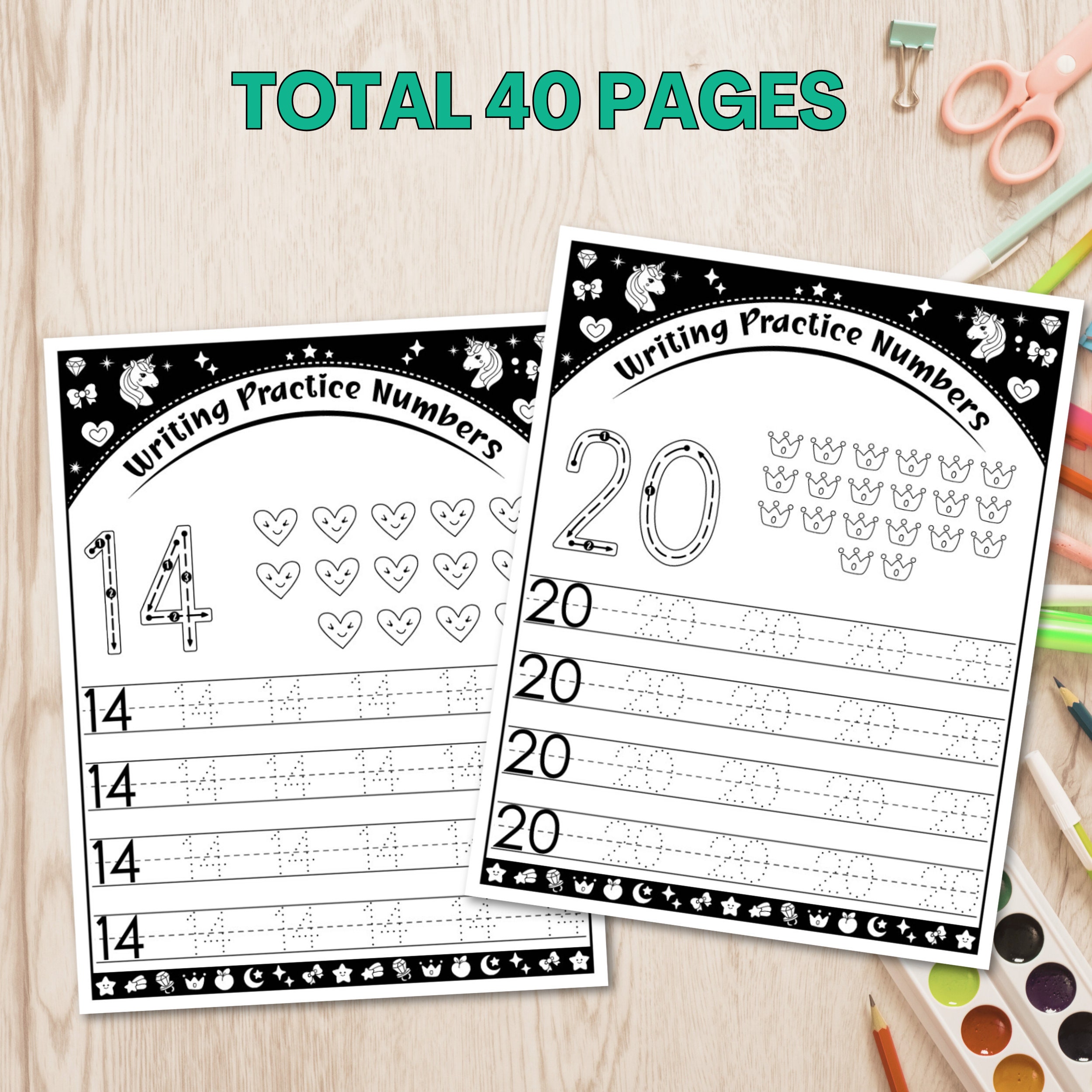 20 Number Tracing Worksheets, 1-20, Preschool Worksheet, Pre-k Numbers ...