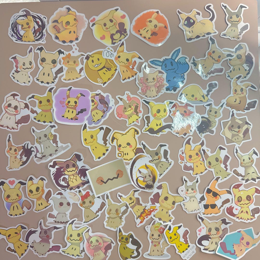 Mimikyu Mix Stickers 10-55 Pcs Cute Vinyl Decals for Laptops, Water ...