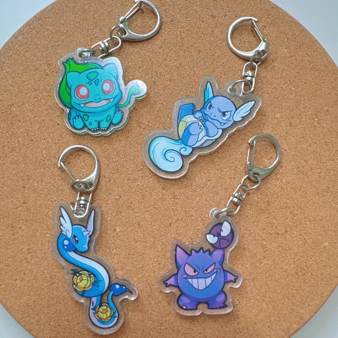Pokemon Keychain, Gengar, Balbasaur, Wartortle, Dragonair, Cute ...