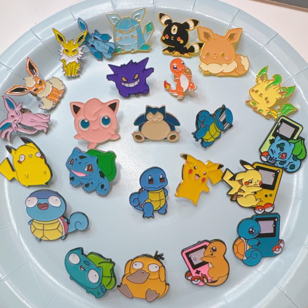 Pokémon Enamel Pin Set: 28 Styles, Pikachu, Eevee, Bulbasaur, Gengar ...