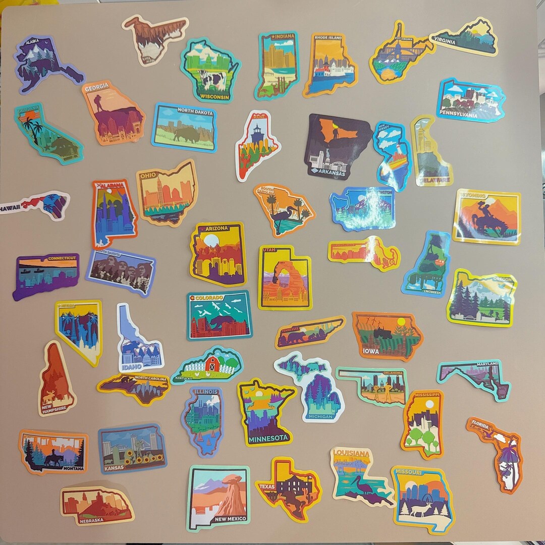 50 US State Mix Water Proof Stickers Collect All 50 States Perfect for ...
