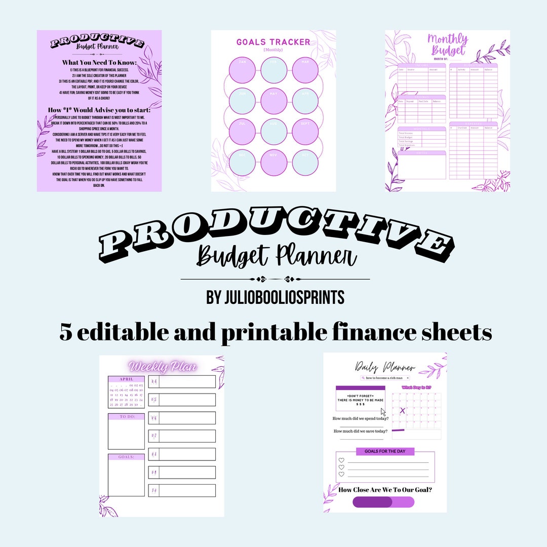 Productive Budget Planner 2024 for Canva | Monthly Budget Spreadsheet ...