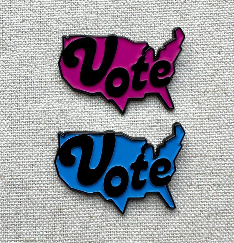 Vote Enamel Pin in Pink or Blue. It's Election Time. Wear Your VOTING ...