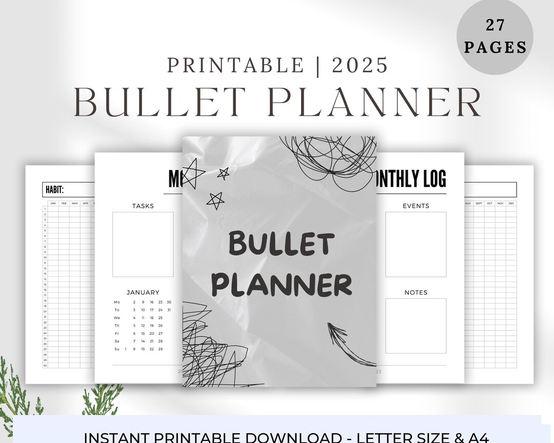 Black and White Bullet Journal Digital Download Printable Journal ...