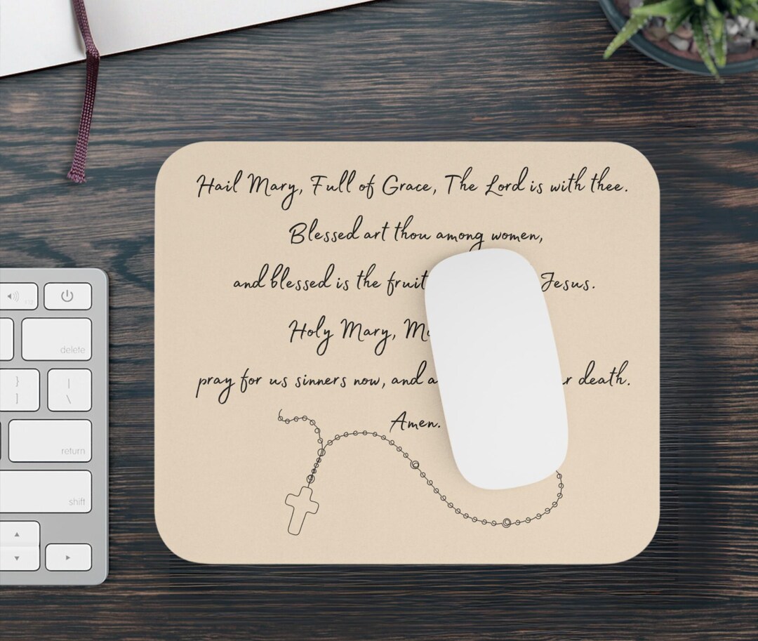 Catholic Rosary Computer Mouse Pad, Hail Mary Prayer Mom Gift, Cute ...