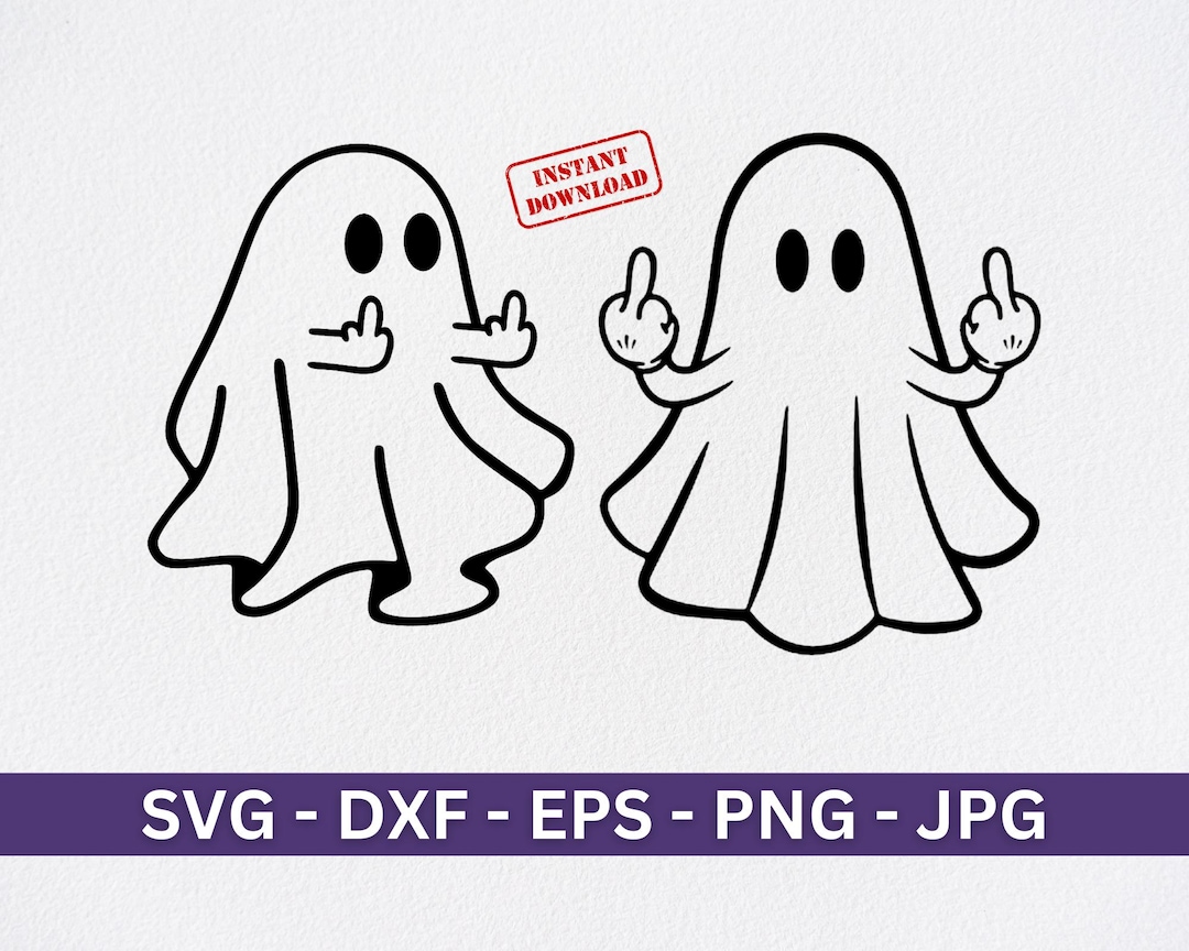 Ghost Middle Finger Svg, Halloween Svg, Svg File for Cricut, Cute Ghost ...