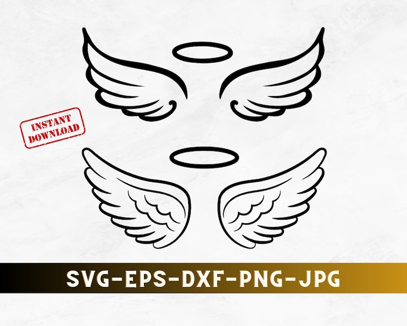 Alas de ángel y halo SVG, PNG, EPS, DXF, descarga instantánea de alta ...