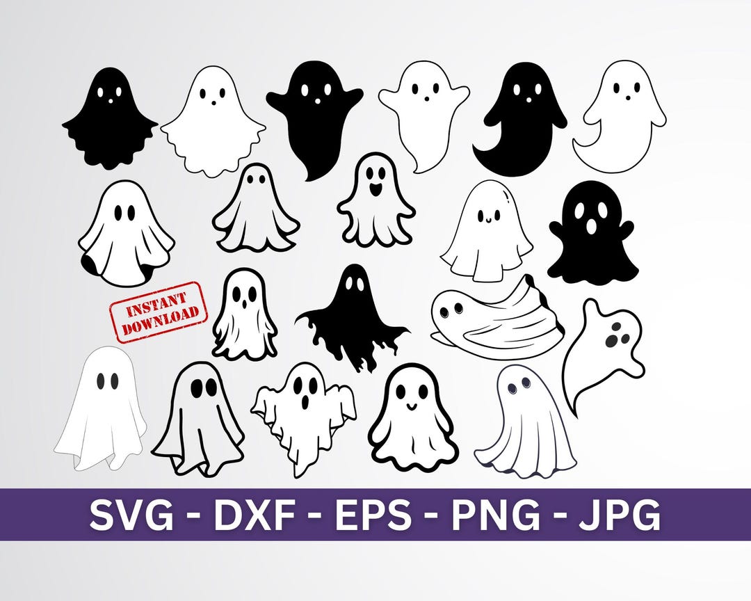 Ghost Svg Bundle, Halloween Svg, Ghosts Svg, Ghost Clipart, Cute Ghost ...