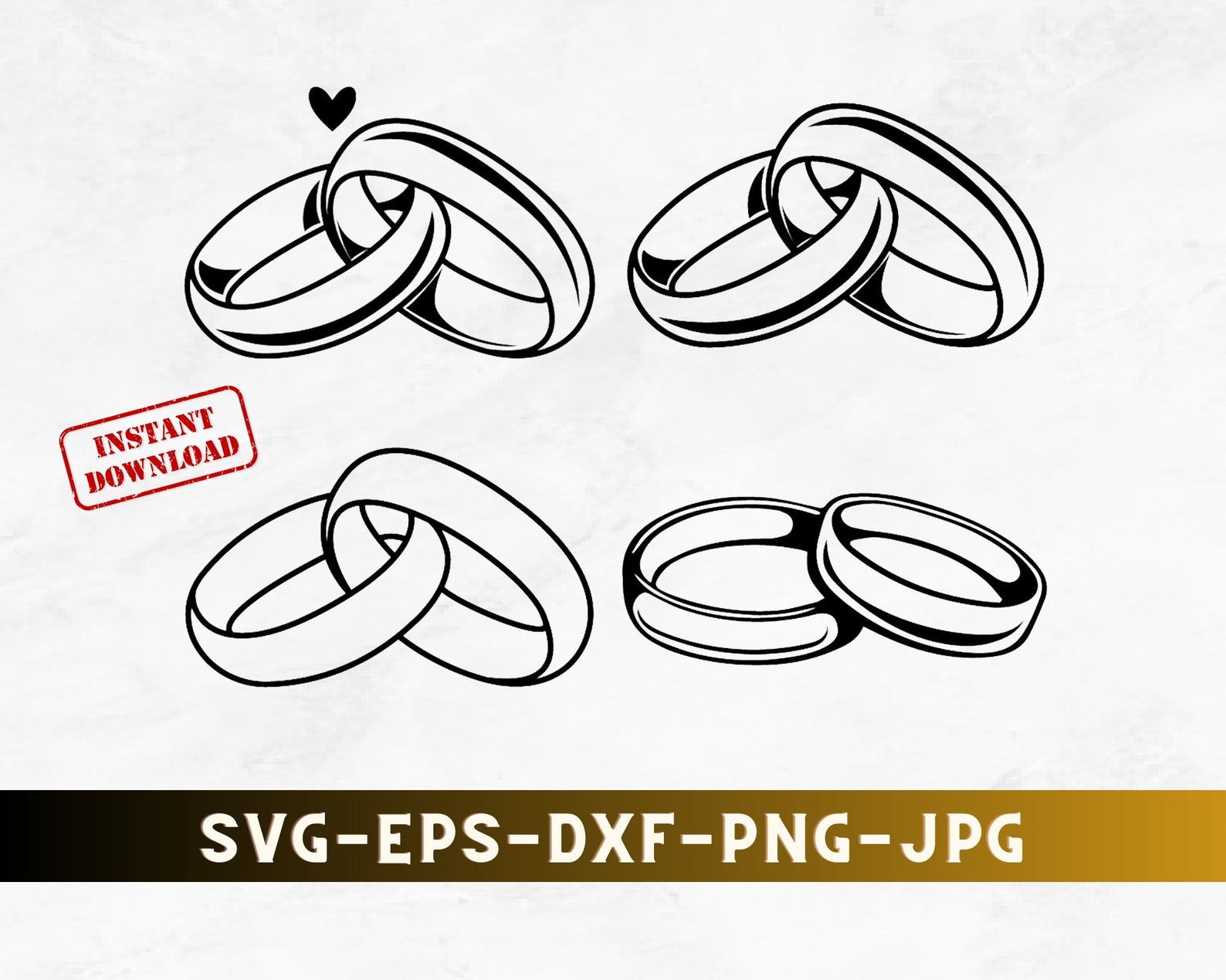 Marriage Rings Svg Bundle, Ring Svg, Wedding Svg, Clipart, Silhouette ...