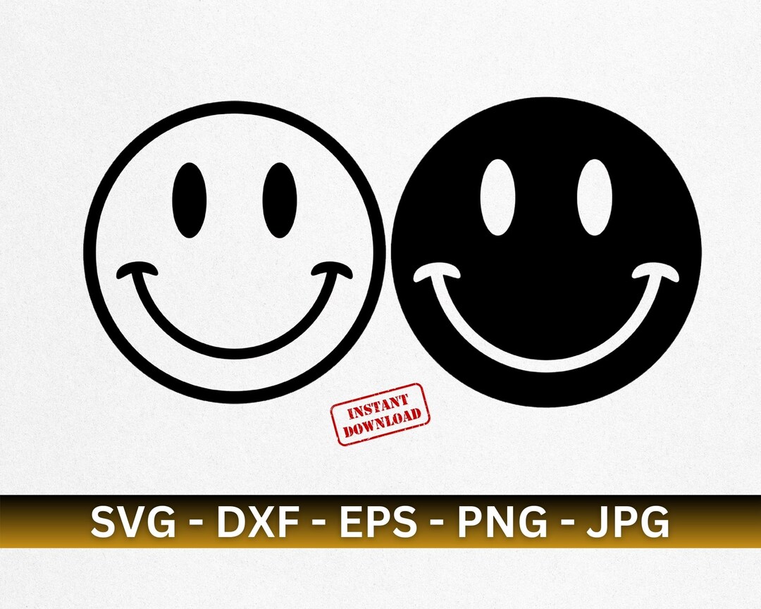 Smiley Face SVG, Smiley Face Cut File, Png, Jpg, Dxf - Instant Digital ...