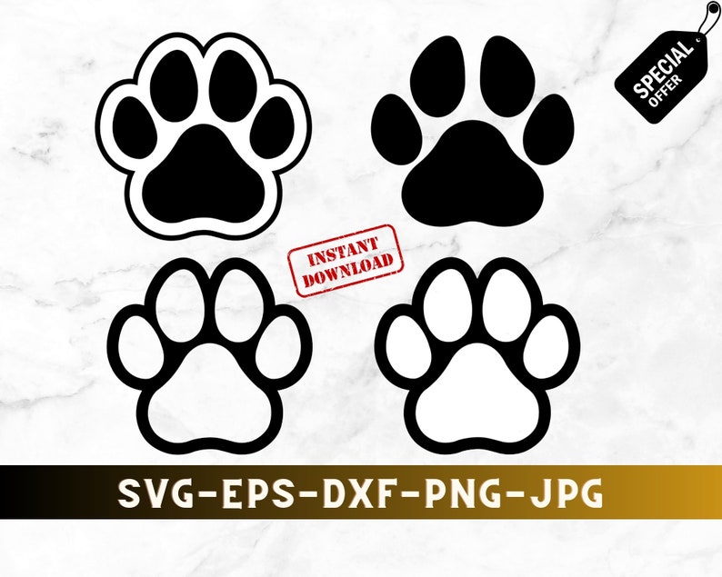 Dog Paw SVG, Animal Paw SVG, Dog Foot Print, Svg, Dxf, Png, Jpg, Eps ...