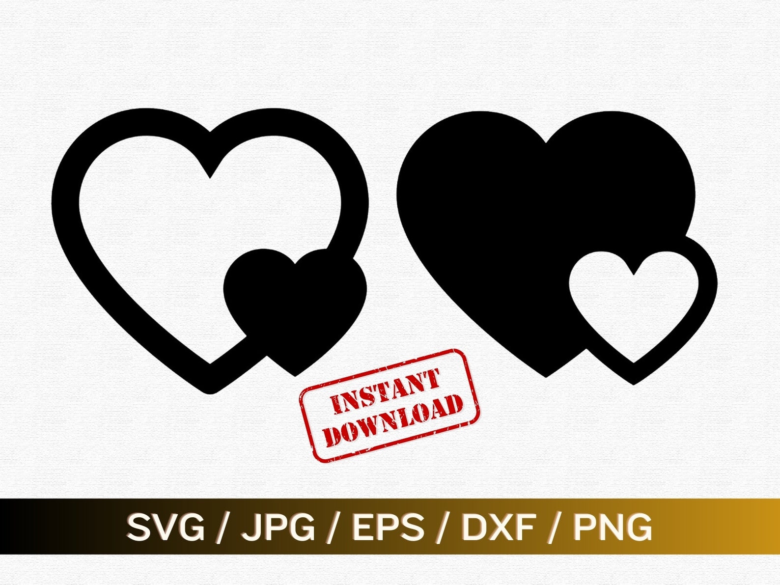Double Hearts SVG, Love Hearts Svg, Two Hearts SVG, Heart Outline SVG ...