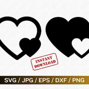 Double Hearts SVG, Love Hearts Svg, Two Hearts SVG, Heart Outline SVG ...