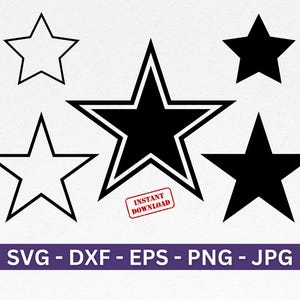 Star Design Svg Bundle, Star Cut File, Star Outline Design, Double Star ...