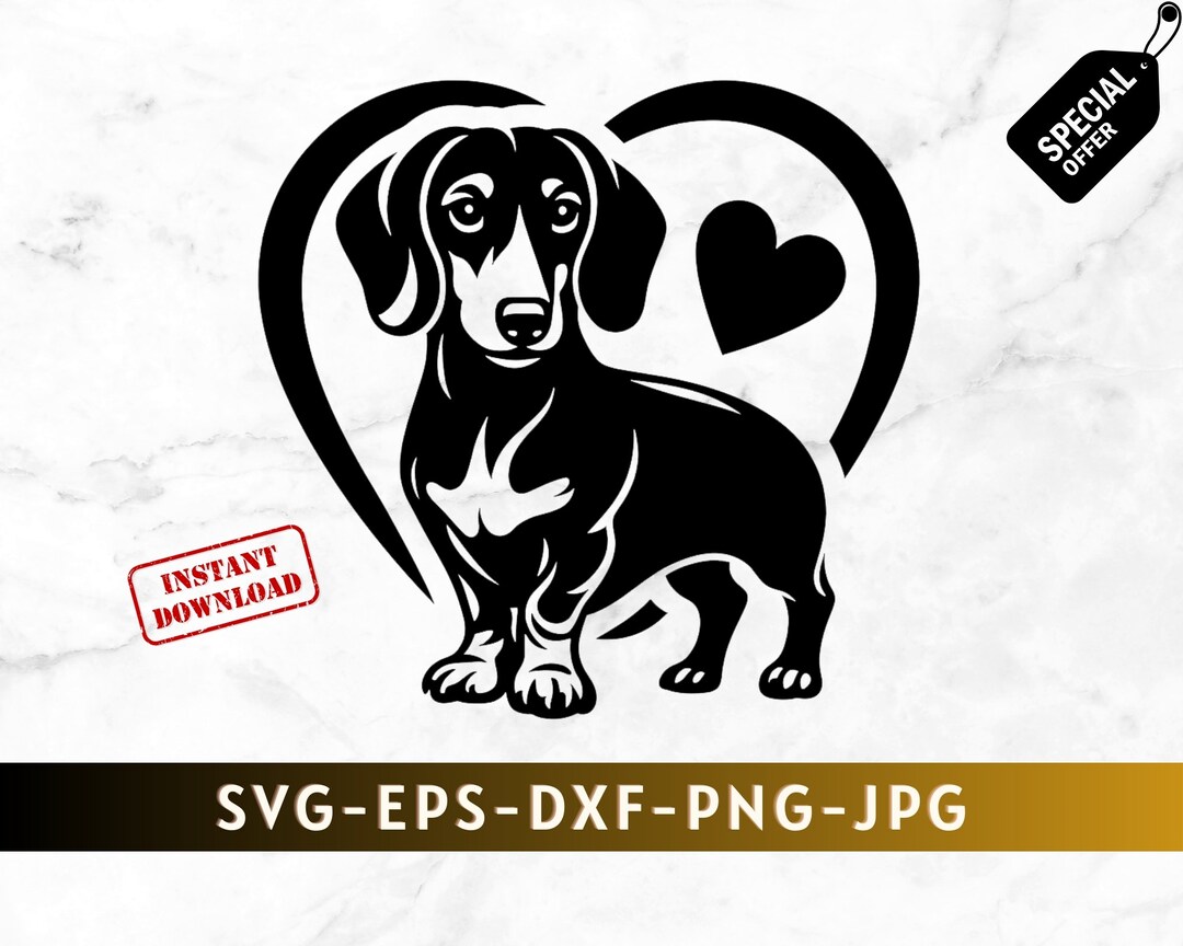 Dachshund Heart SVG PNG, Dog Svg, Weiner Dog Svg, SVG Files for Cricut ...