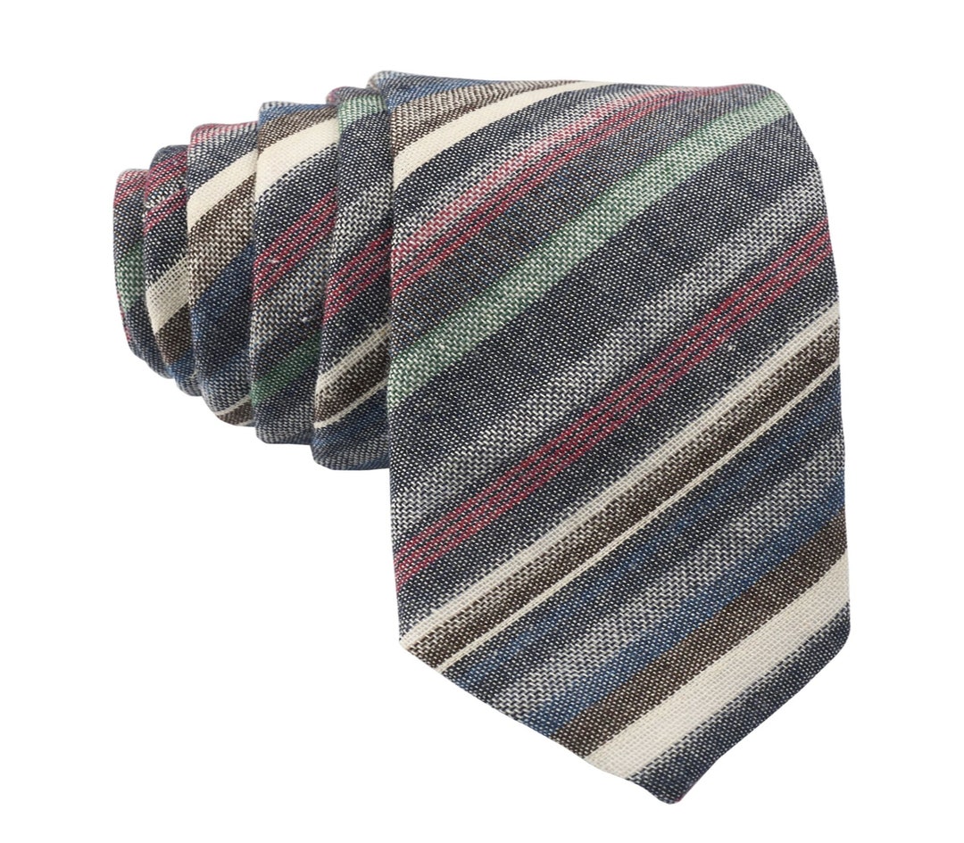Otis & Oliver Mens Skinny Striped Tie Cotton Necktie Great for Gift ...