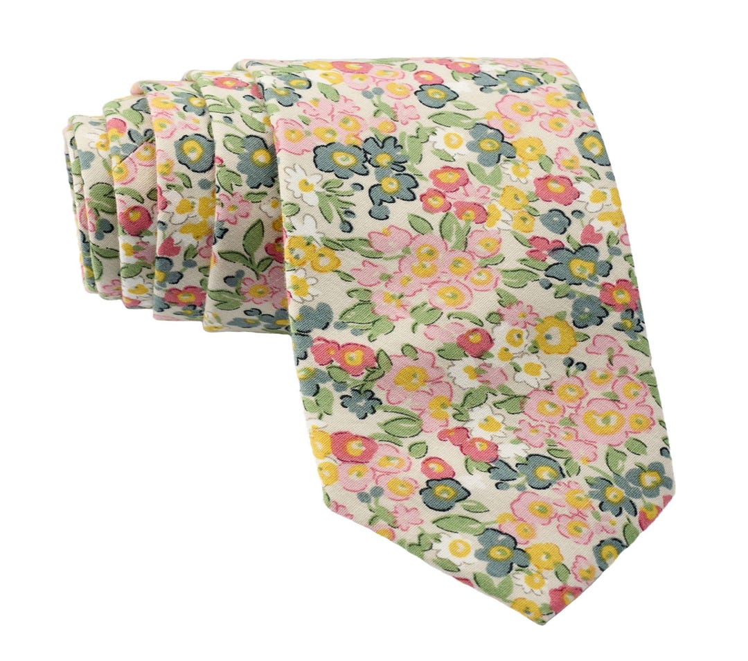 Otis & Oliver Mens Skinny Floral Tie Cotton Necktie Great for Gift ...