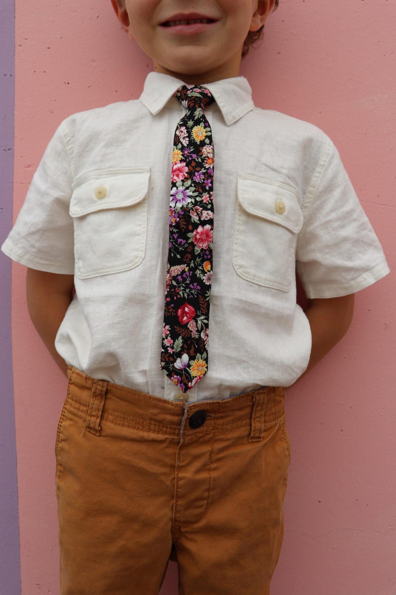 Otis & Oliver Boys Floral Tie Pre-tied Kids Necktie Age 1-12 Adjustable ...