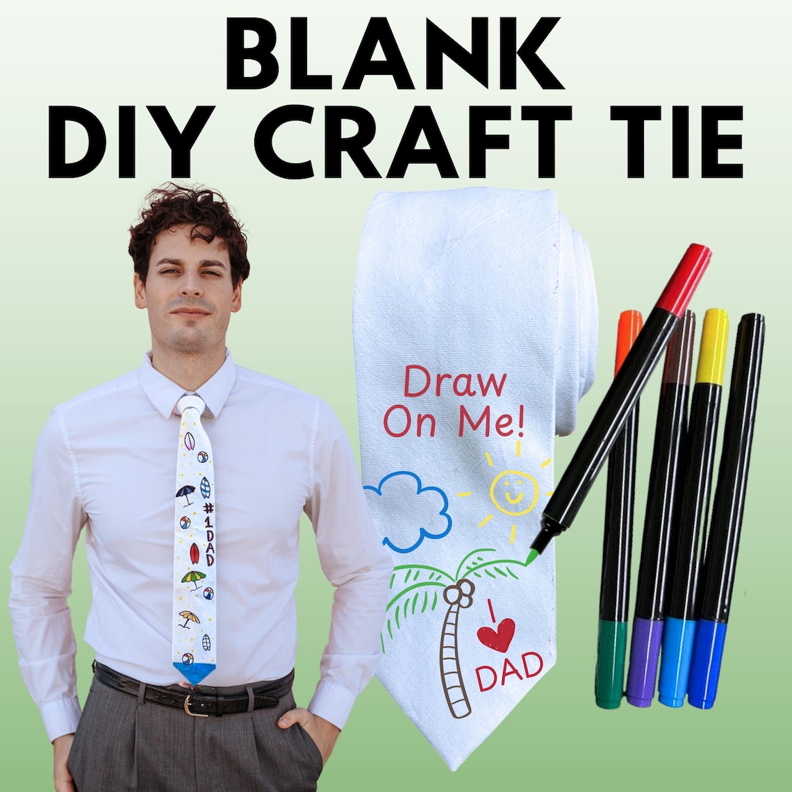 Design Your Own Tie- DIY Custom Blank Tie, Fabric Markers Included ...