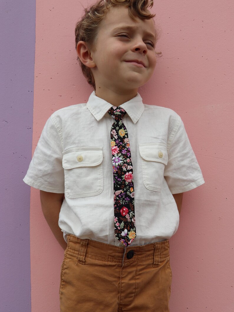 Otis & Oliver Boys Floral Tie Pre-tied Kids Necktie Age 1-12 Adjustable ...