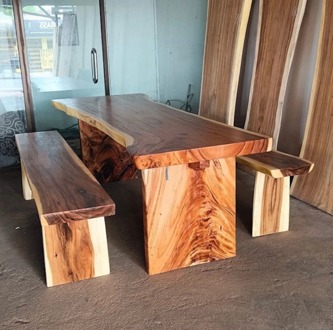 Live Edge Dining Table (with Bench!) - Etsy