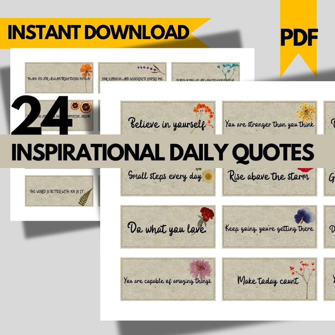 Downloadable Vintage Floral Motivational Mini Notes Digital Motivation ...