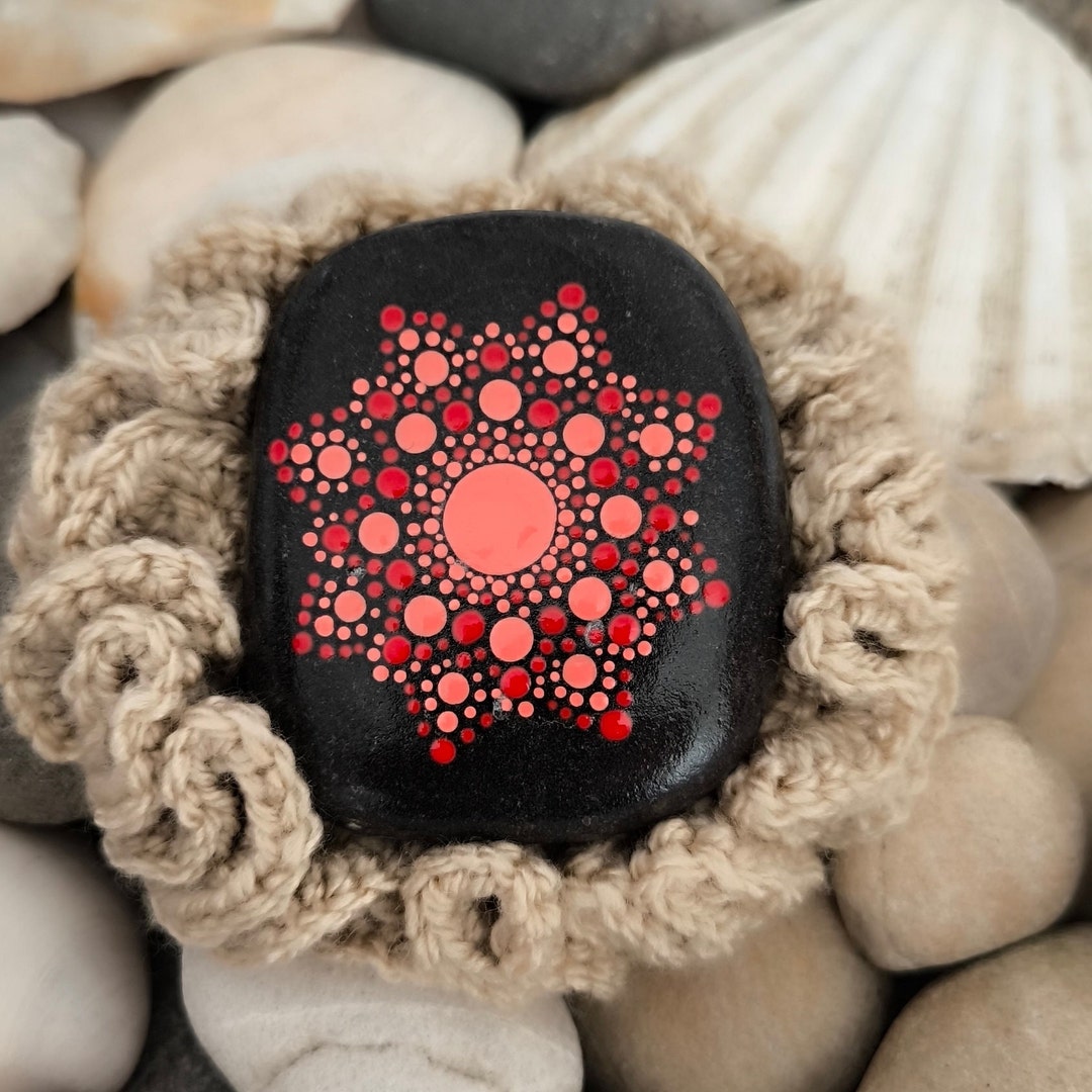 Hand Painted Mandala Stone, Unique, Decorative, Pocket Pebble, Dot Art ...