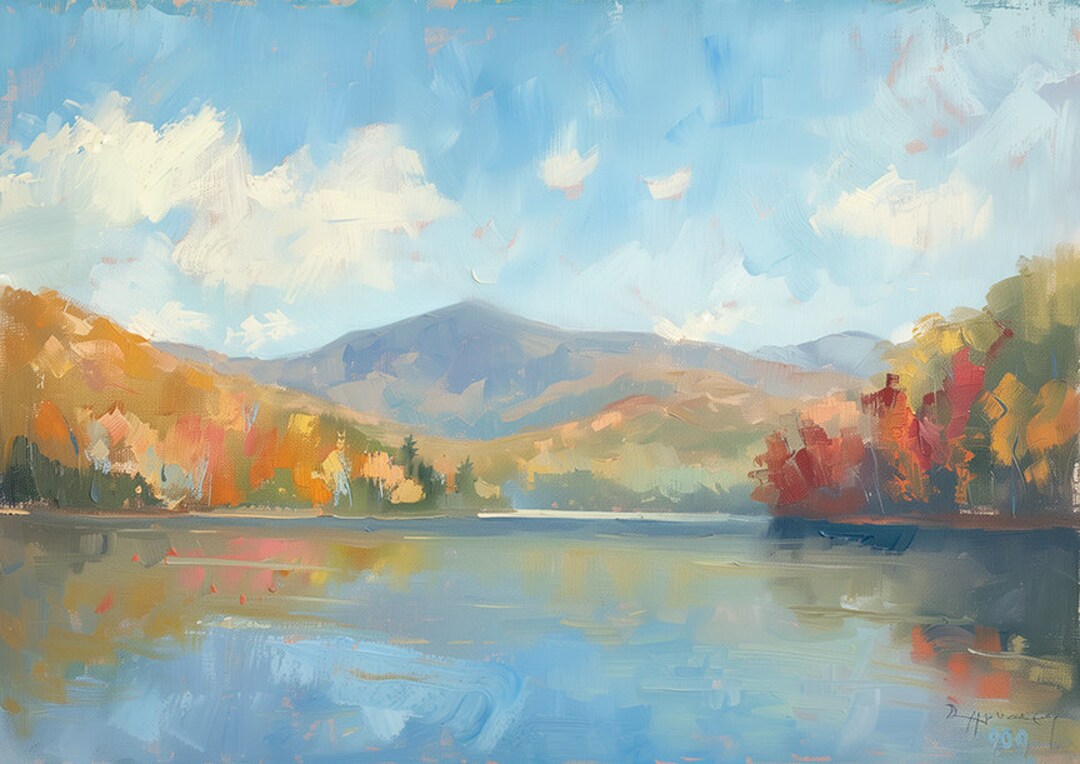 Printable Digital Download Wall Art - Sunapee Cove - Landscape Oil ...