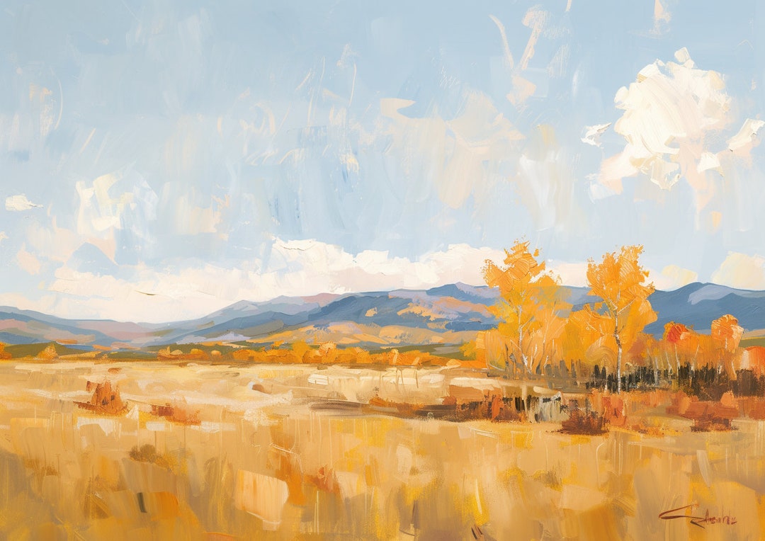 Printable Digital Download Wall Art - High Autumn Pass - Landscape Oil ...