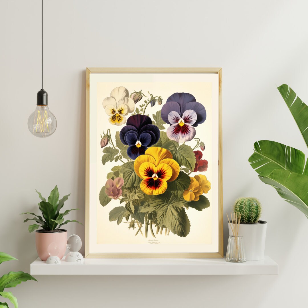 Printable Digital Download Wall Art - Pansies - Antique Botanical ...