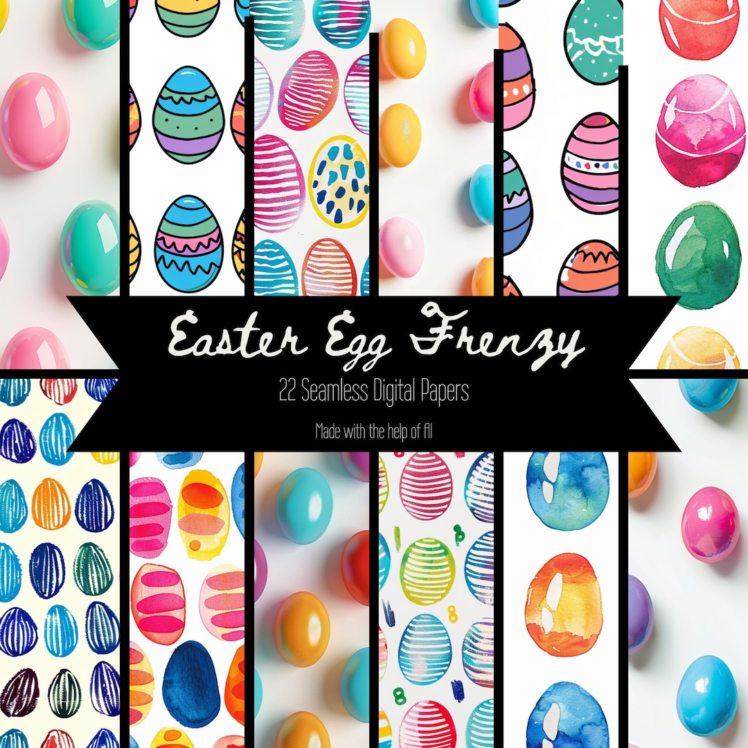 Easter Egg Frenzy: 22 Seamless Digital Papers, Vibrant Holiday Crafting ...