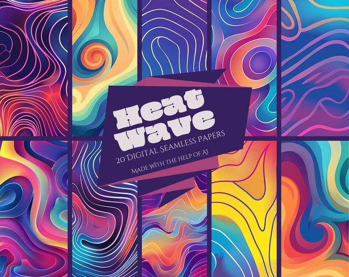 Heat Wave Hypnotic Seamless Digital Paper Collection, 20 Sizzling ...