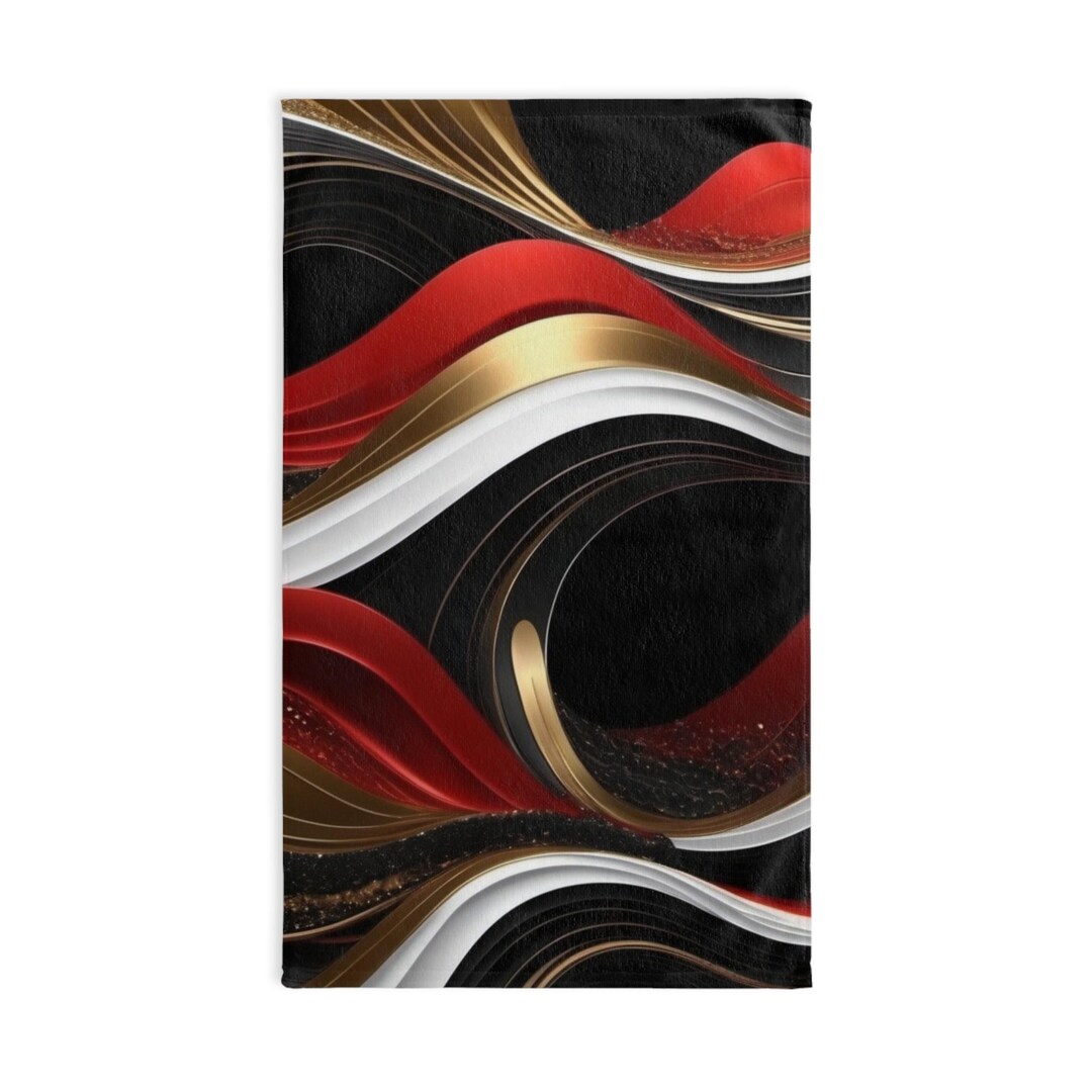 Hand Towel Red Black Wave - Etsy