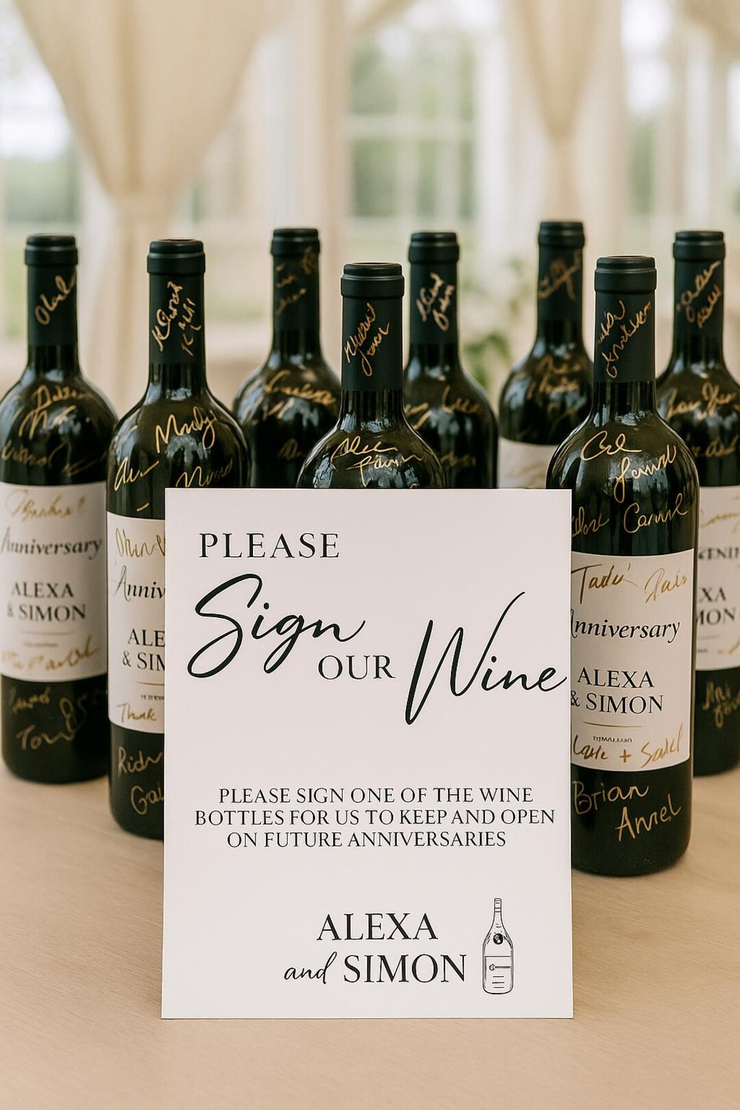 Sign Our Wine WEDDING GUEST BOOK Signage - Physical Print on Cardstock ...