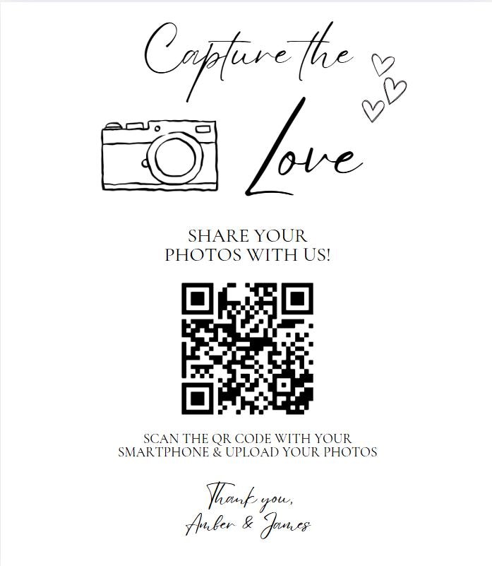QR Code Signage for Wedding Guests to Upload Photos - Physical Print on ...