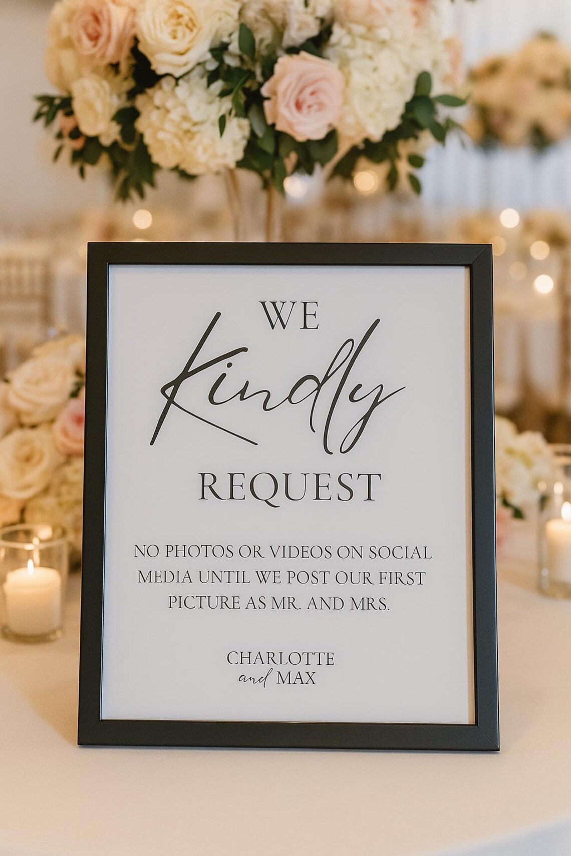 No Social Media Sign, Unplugged Wedding Reception Sign, Printed on ...