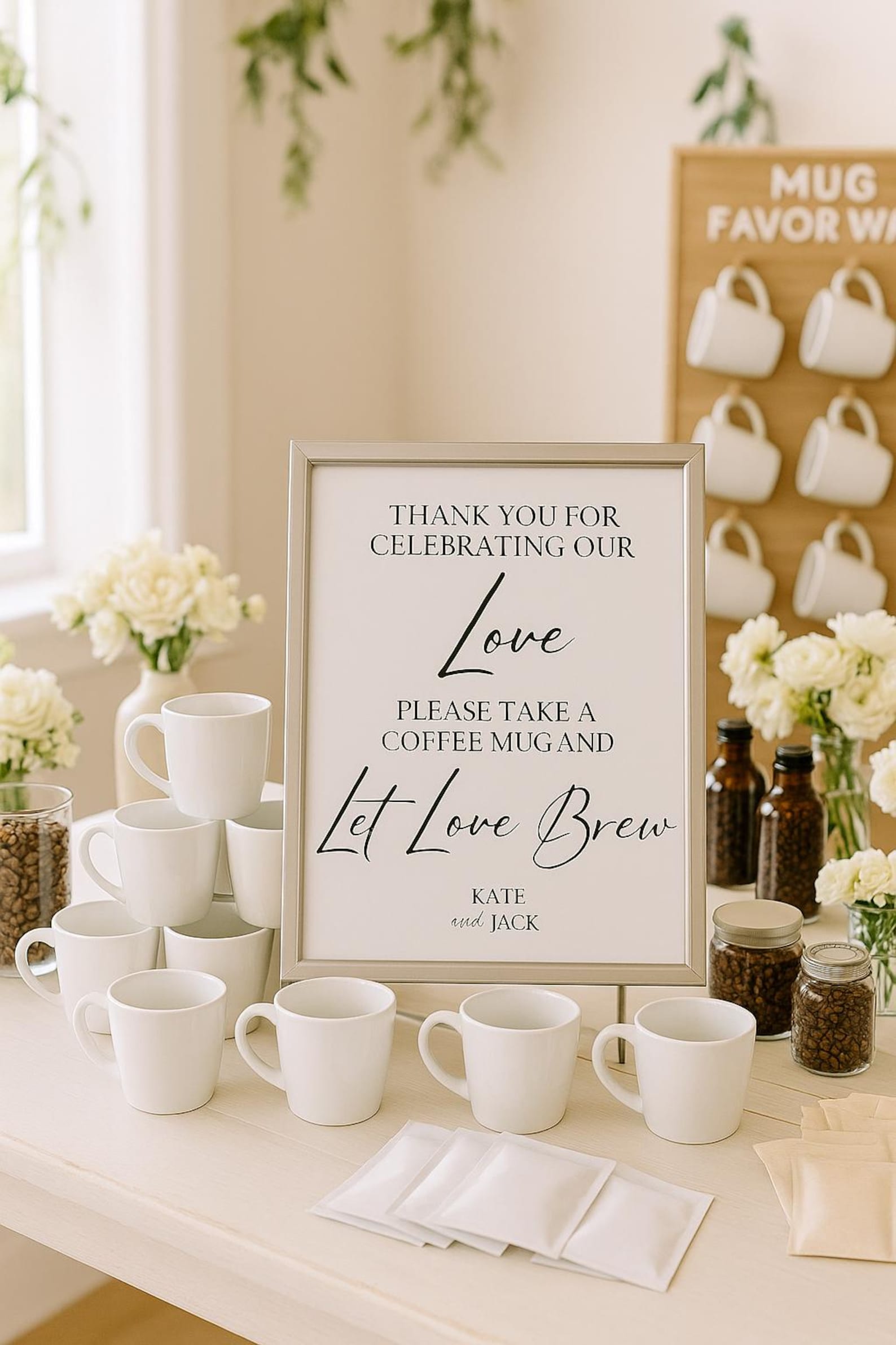 Let Love Brew Favor Table Signage - Physical Print on CARDSTOCK. Favor ...