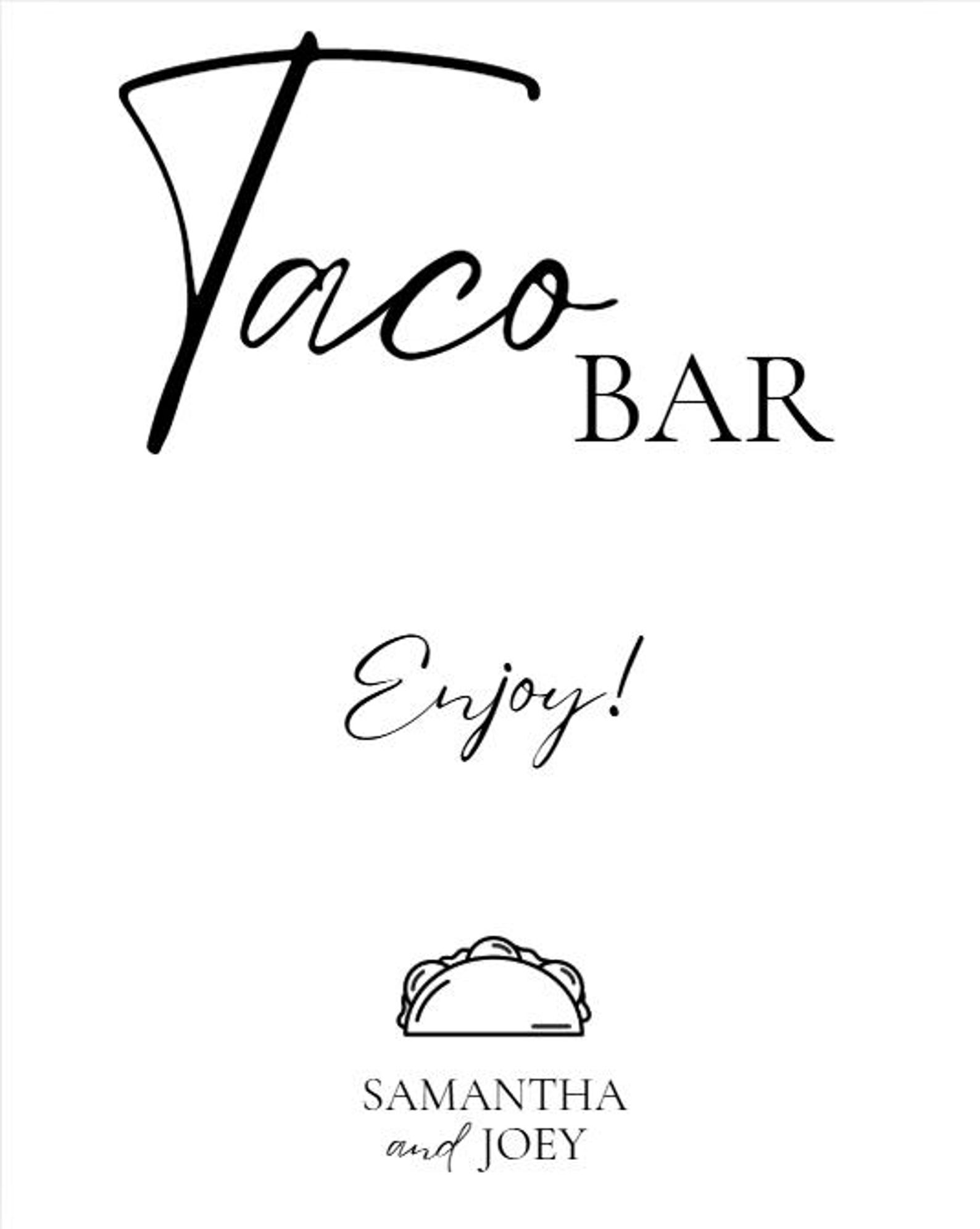 Taco Bar Signage - Physical Print on CARDSTOCK Perfect for Taco ...