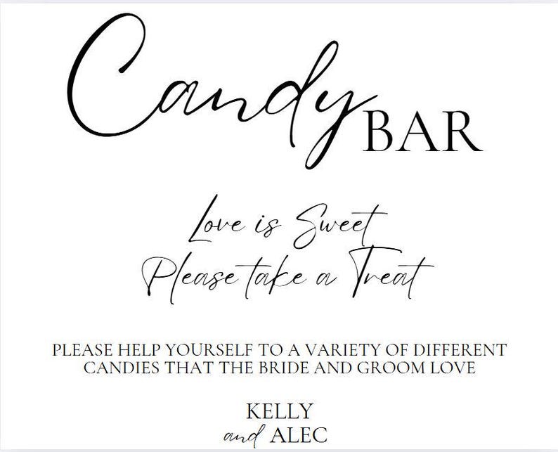Candy Bar Signage - Physical Print on CARDSTOCK - Etsy