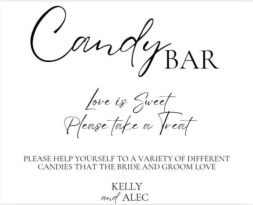 Candy Bar Signage - Physical Print on CARDSTOCK - Etsy