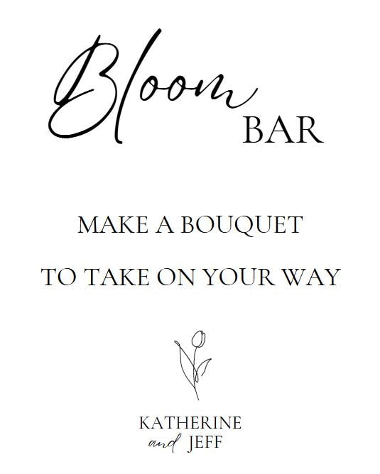 Bloom Bar / Flower Bar Wedding Sign – Physical Print on Cardstock ...