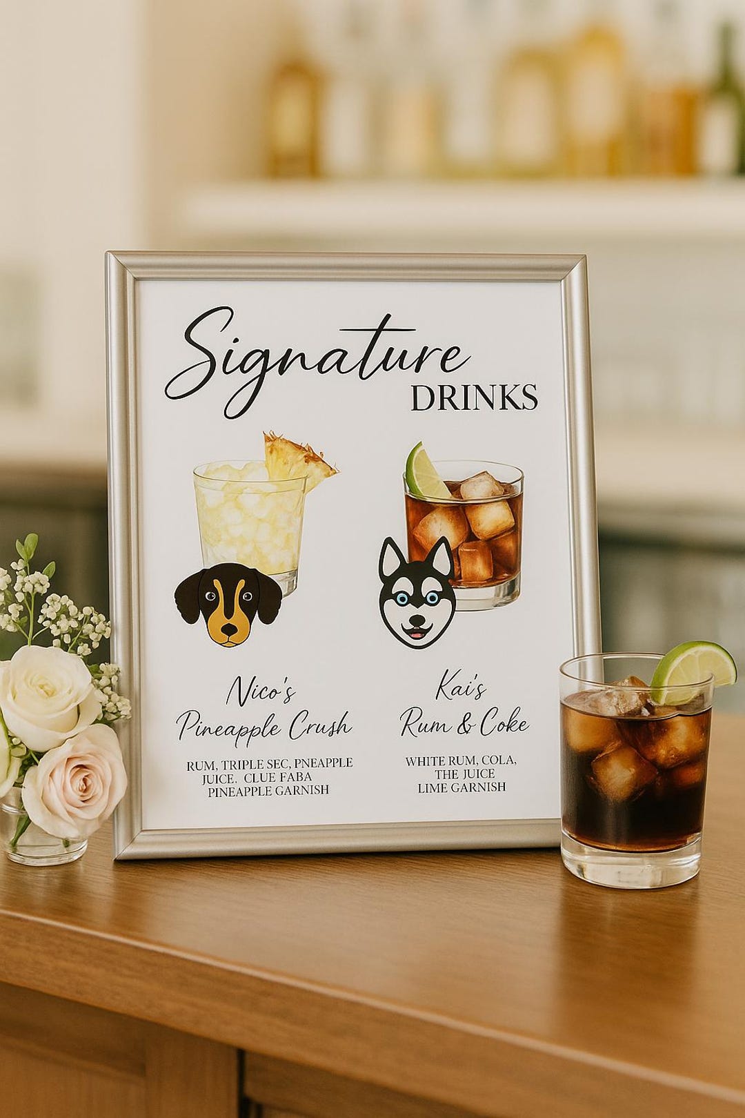Printed Pets Signature Drink Sign - PHYSICAL PRINTED SIGNAGE Printed ...