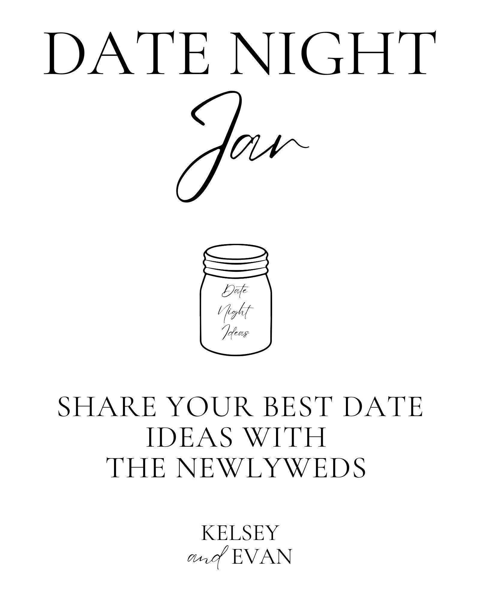 Date Night Jar Wedding Sign- Printed & Ready to Display - Creative ...