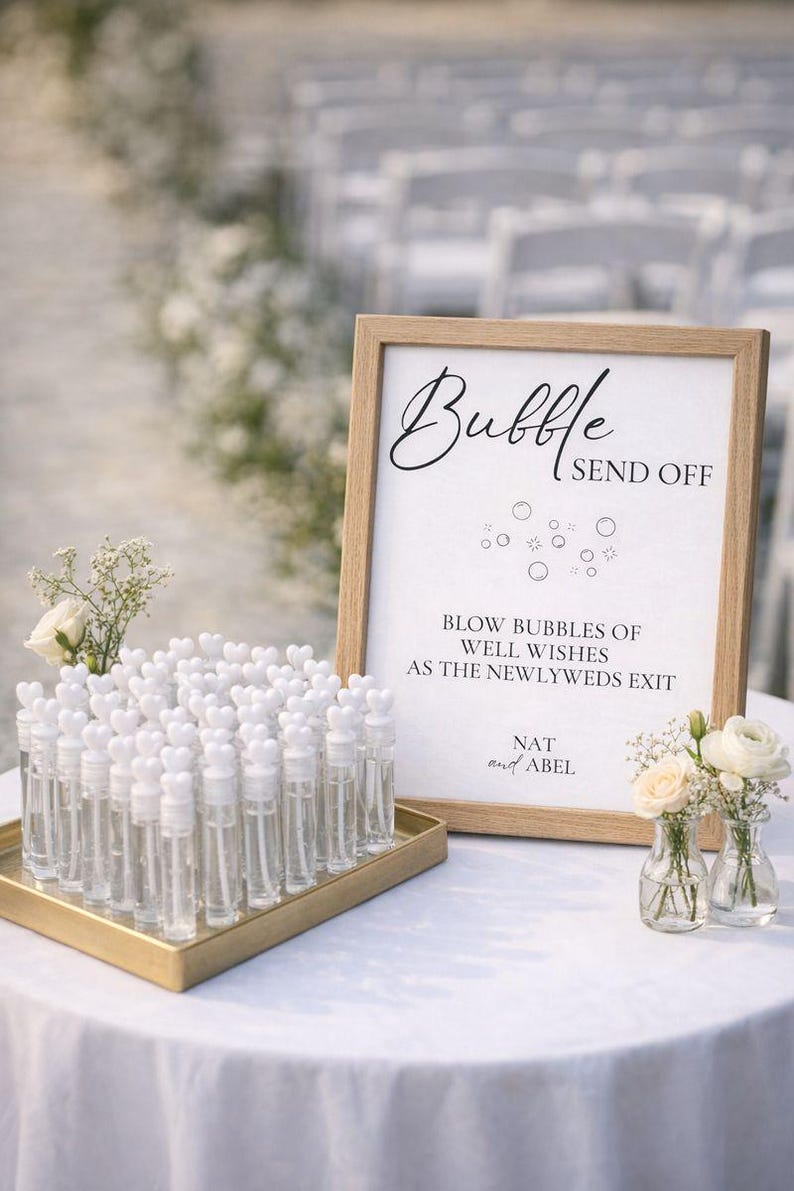 Bubble Send off Wedding Sign | Bubble Exit Sign for Newlyweds | Printed ...