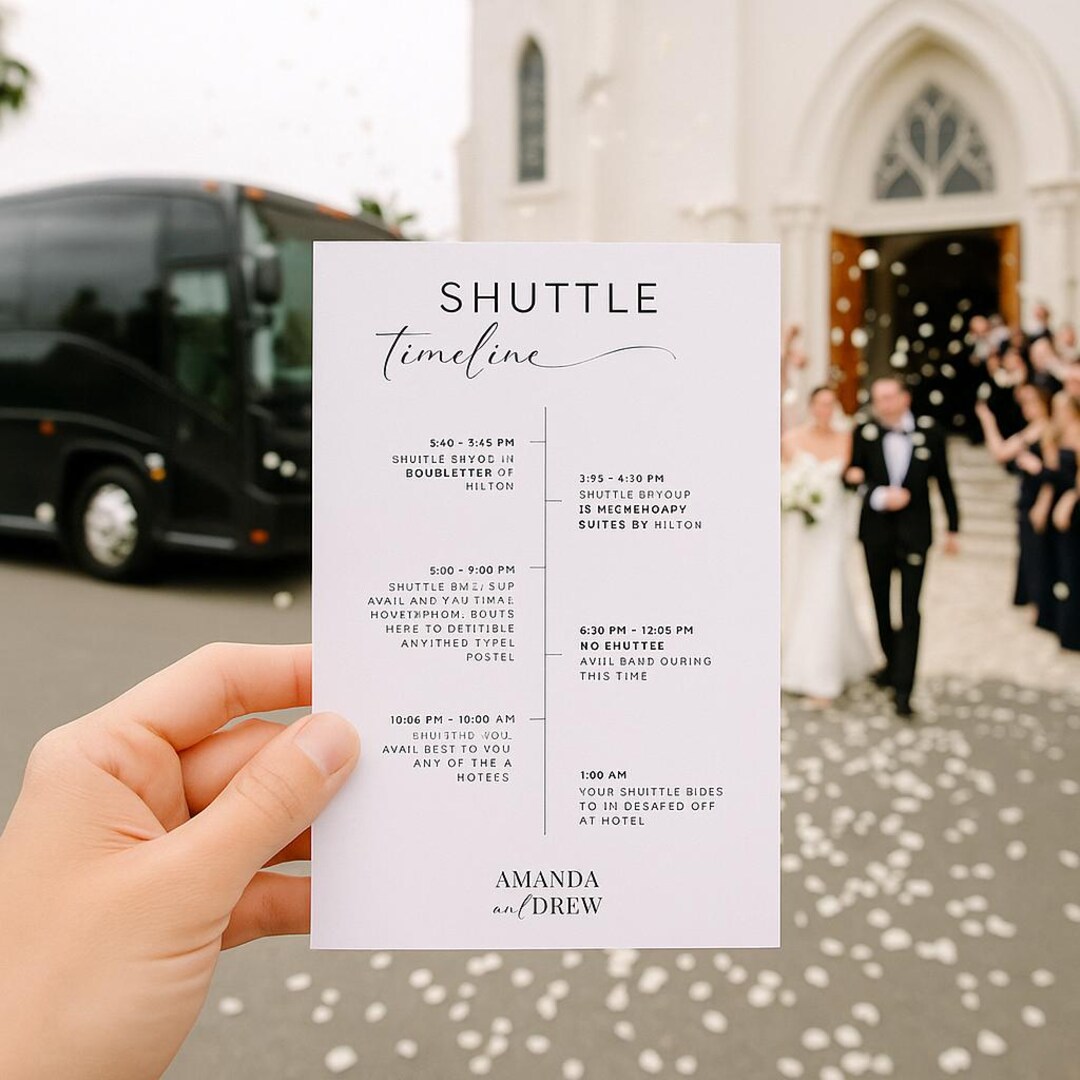 Shuttle Transportation Timeline for Wedding Guests- Physical Printed ...