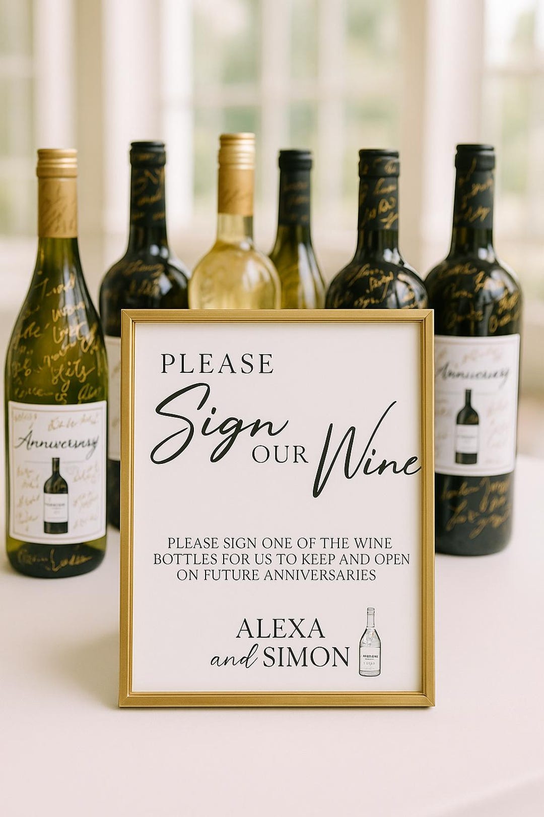 Sign Our Wine WEDDING GUEST BOOK Signage - Physical Print on Cardstock ...
